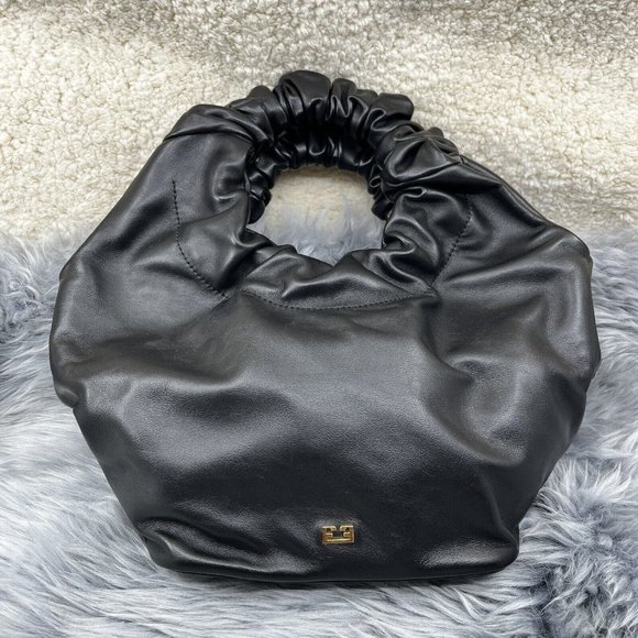 Frame Denim | Bags | Frame Le Scrunch Mini Black Leather Top Handle Bag ...